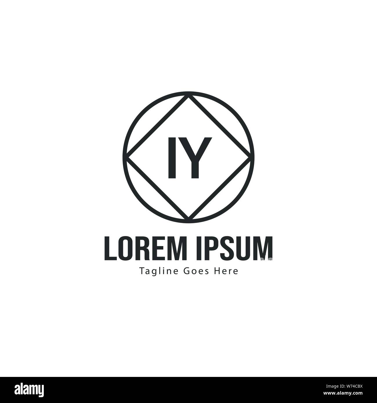 Initial IY logo template with modern frame. Minimalist IY letter logo ...
