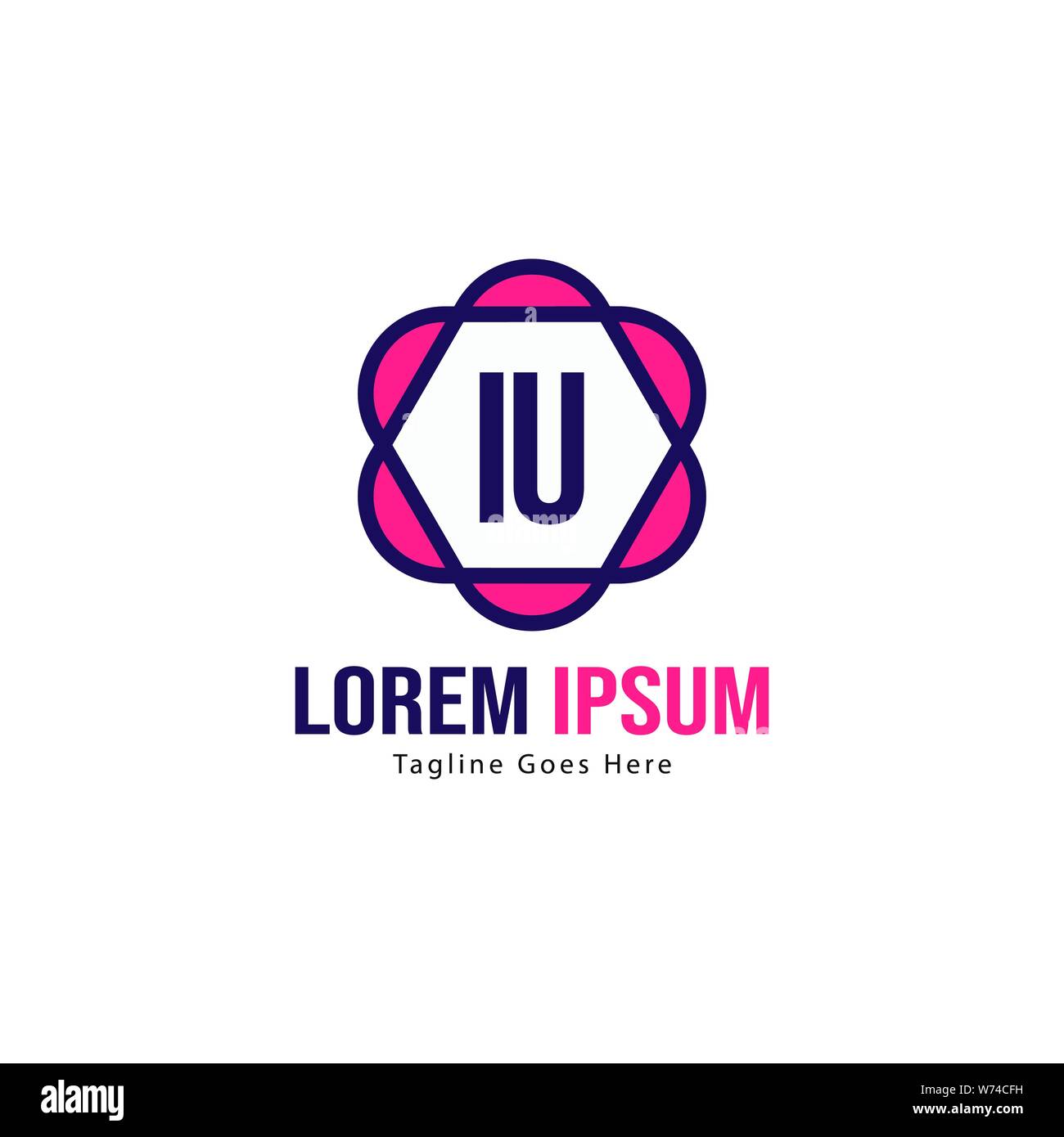 Initial IU logo template with modern frame. Minimalist IU letter logo ...
