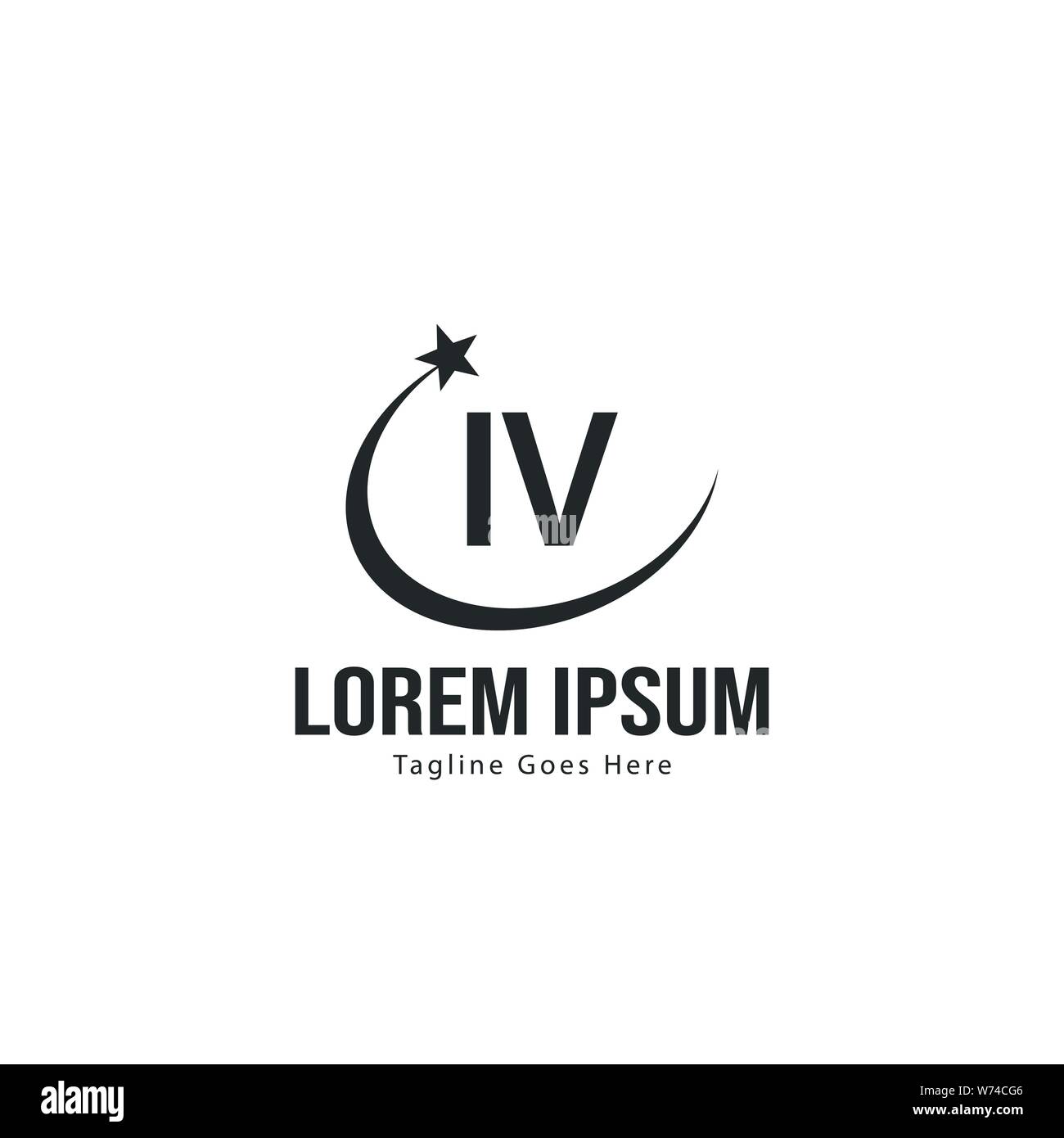 Initial IV logo template with modern frame. Minimalist IV letter logo ...
