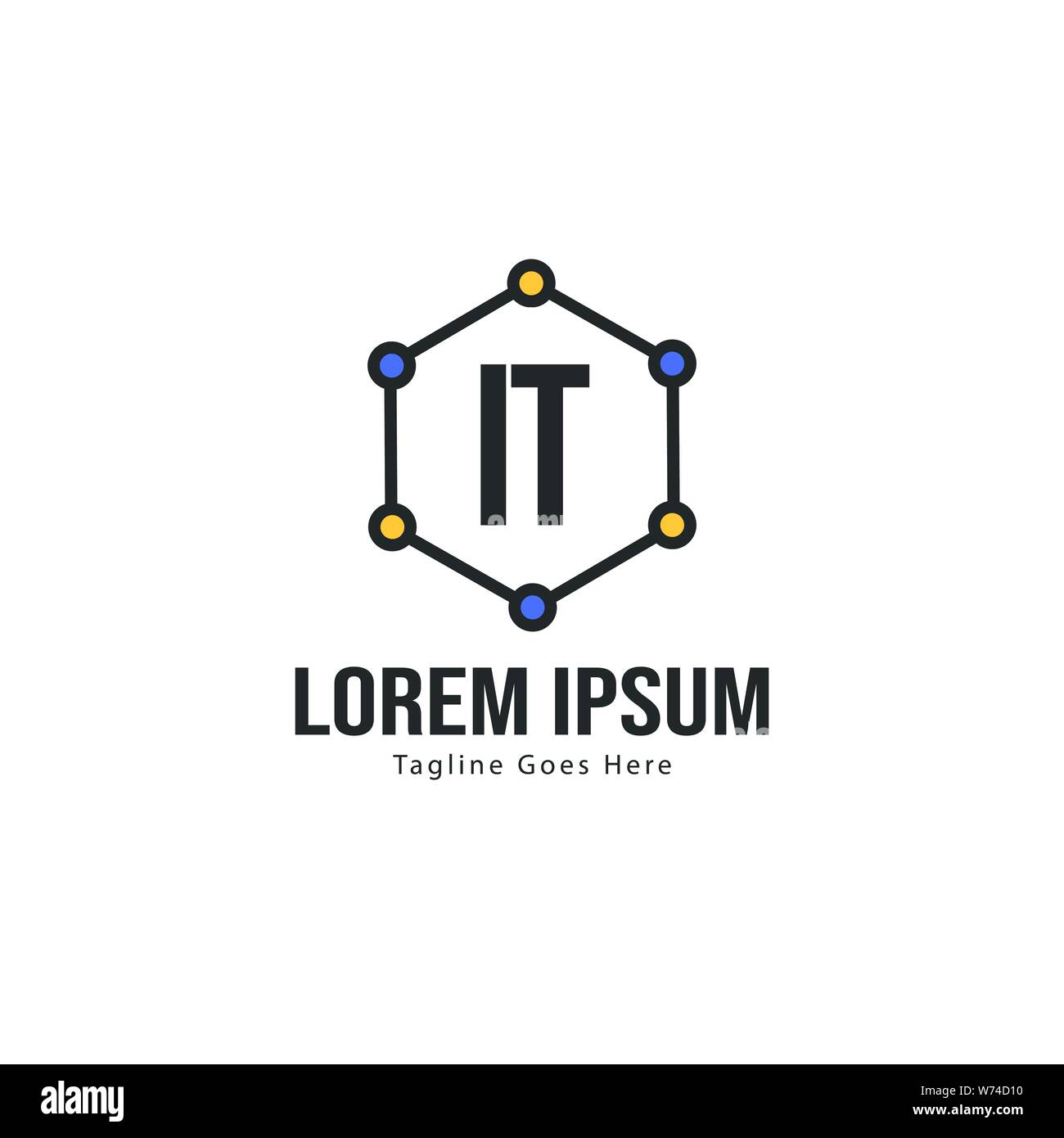 Initial IT logo template with modern frame. Minimalist IT letter logo ...