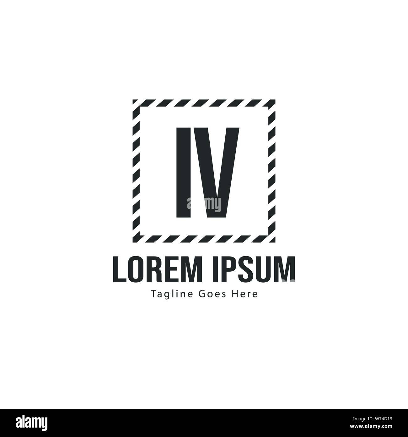 Initial IV logo template with modern frame. Minimalist IV letter logo ...