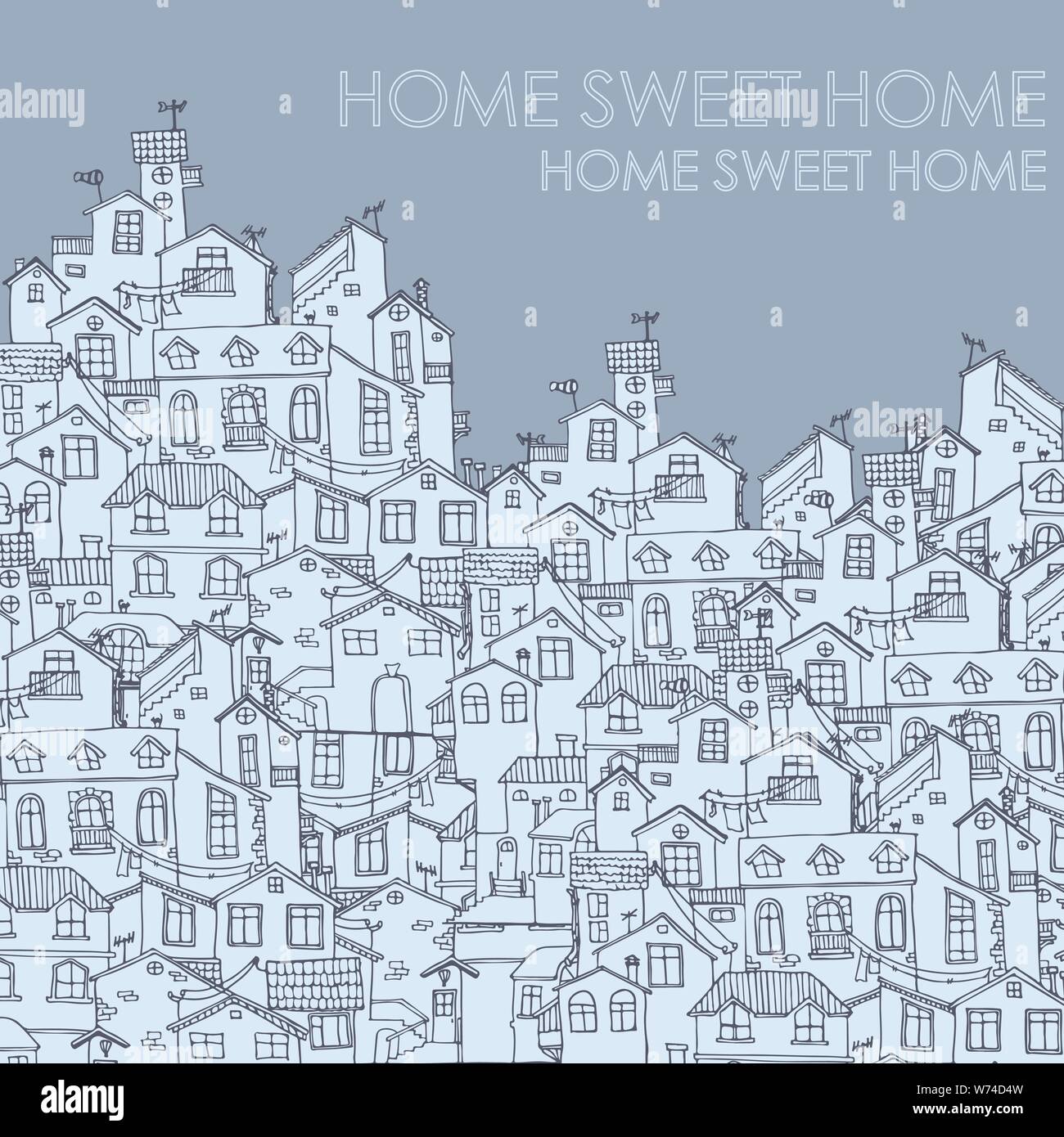 Background with hand drawn doodle houses. Illustration is in eps8 ...