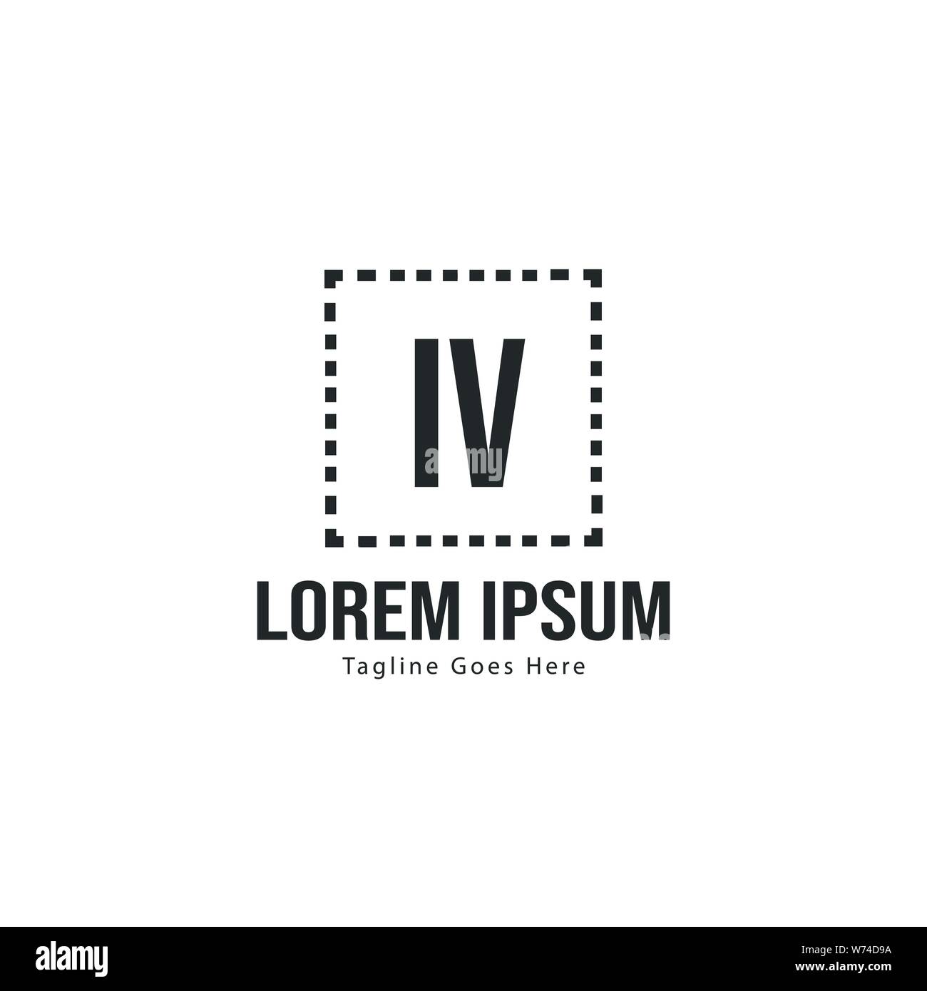 Initial IV logo template with modern frame. Minimalist IV letter logo ...