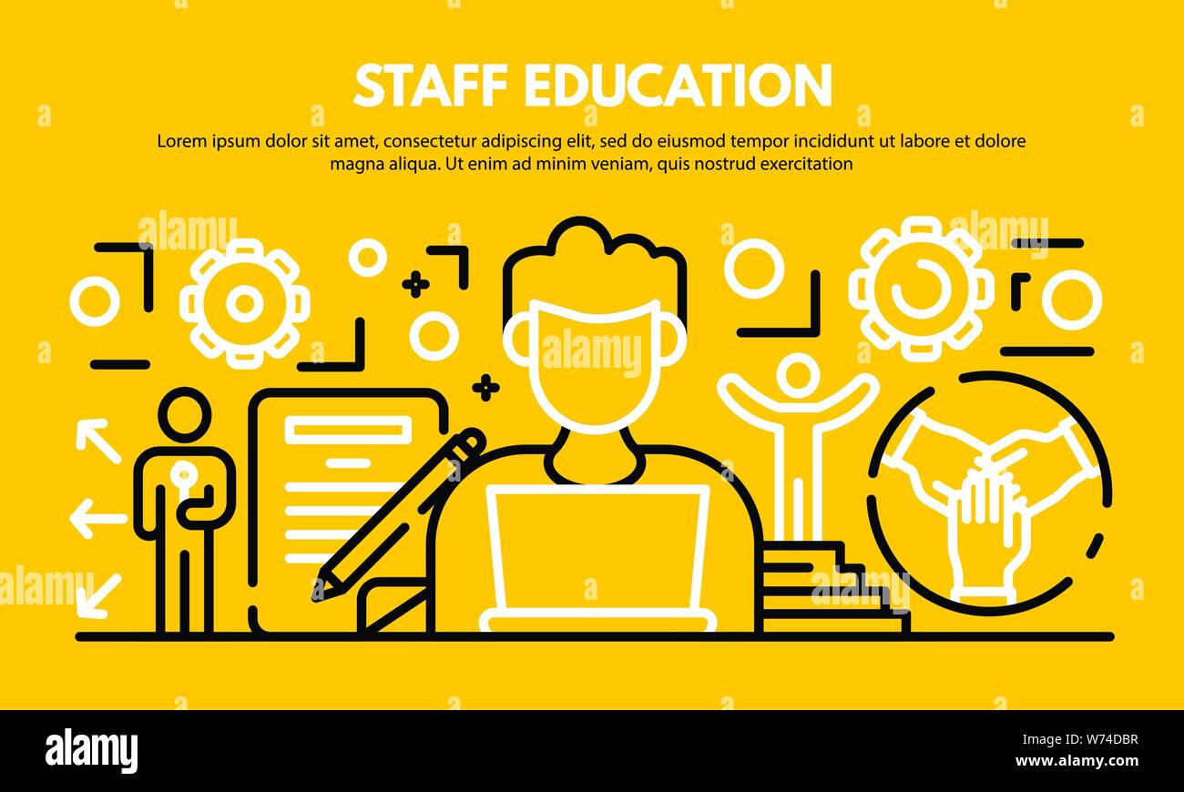 School staff education banner, outline style Stock Vector Image & Art ...