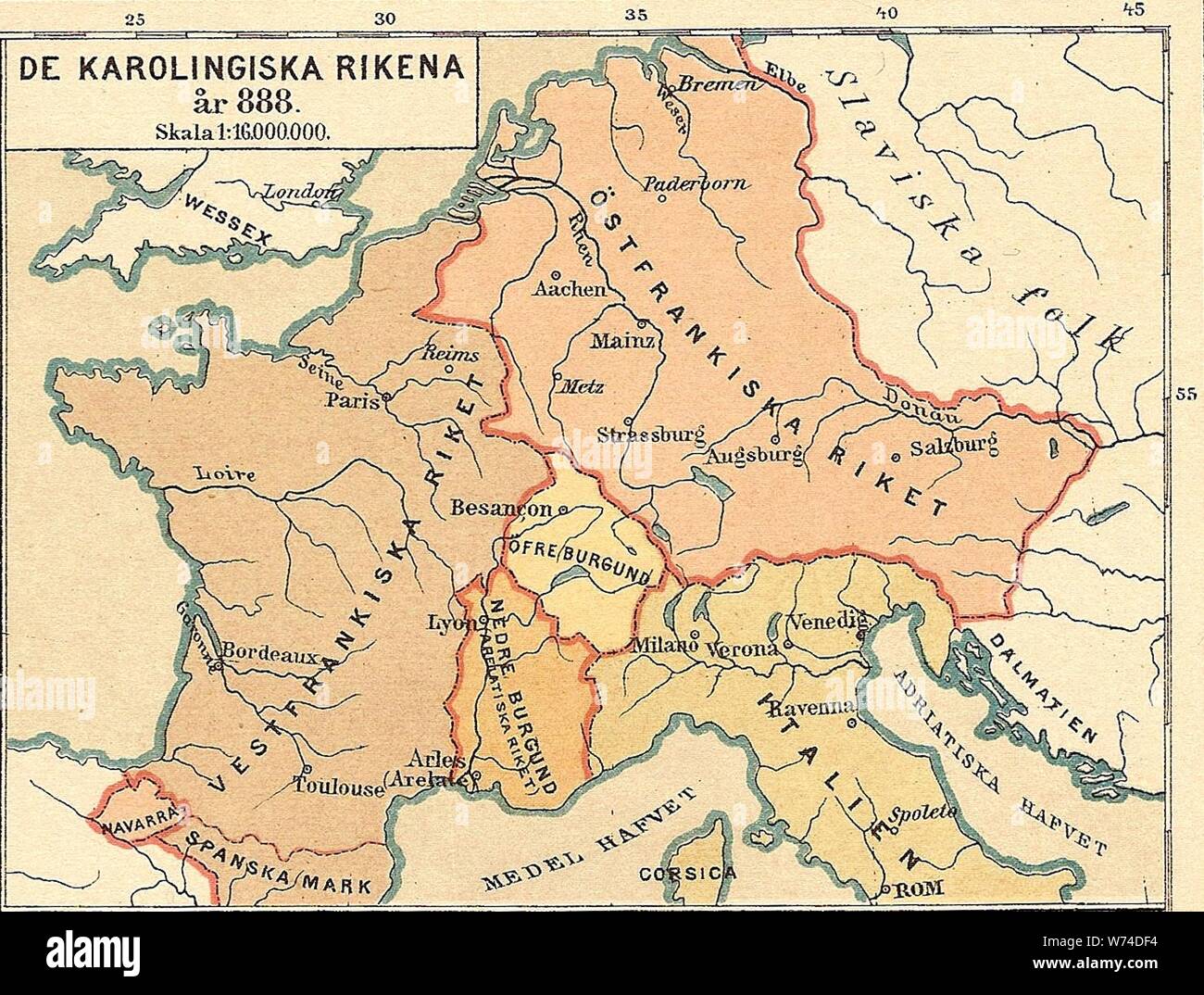 De karolingska rikena år 888 Stock Photo - Alamy