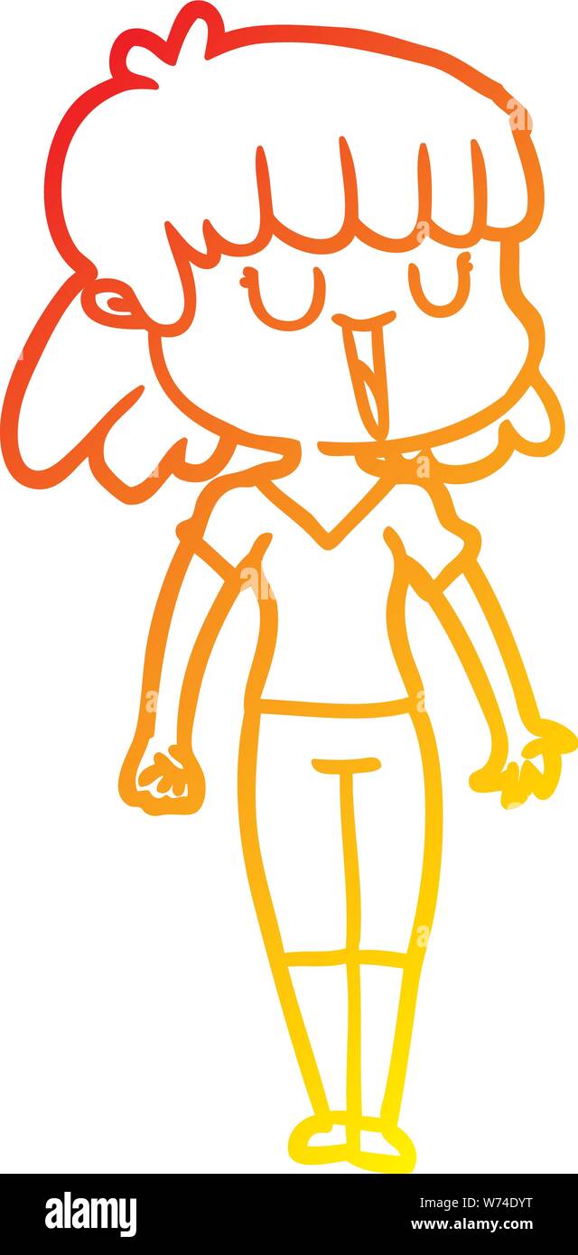 warm gradient line drawing of a cartoon woman Stock Vector Image & Art ...