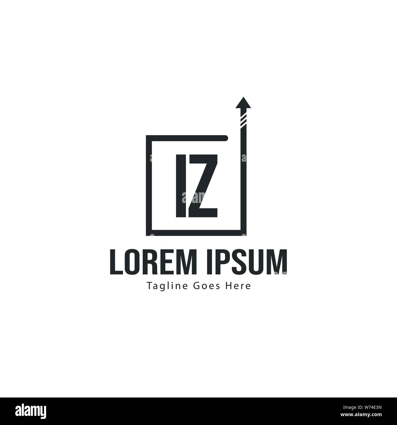 Initial IZ logo template with modern frame. Minimalist IZ letter logo ...
