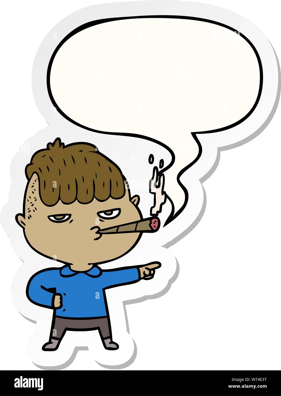 cartoon man smoking with speech bubble sticker Stock Vector Image & Art ...
