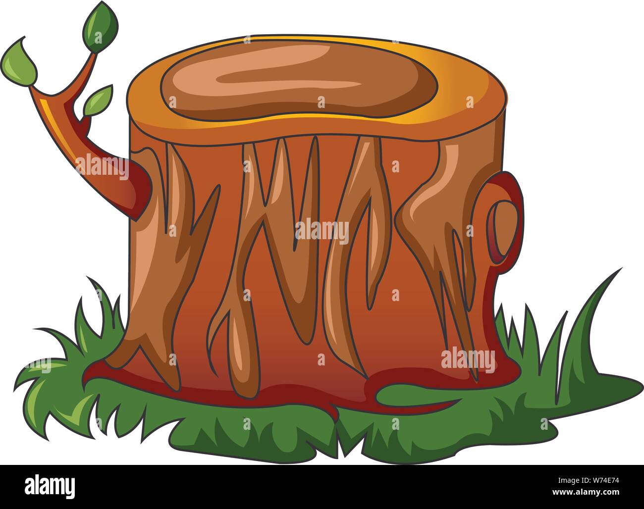 Tree stump with new branch icon, cartoon style Stock Vector Image & Art ...