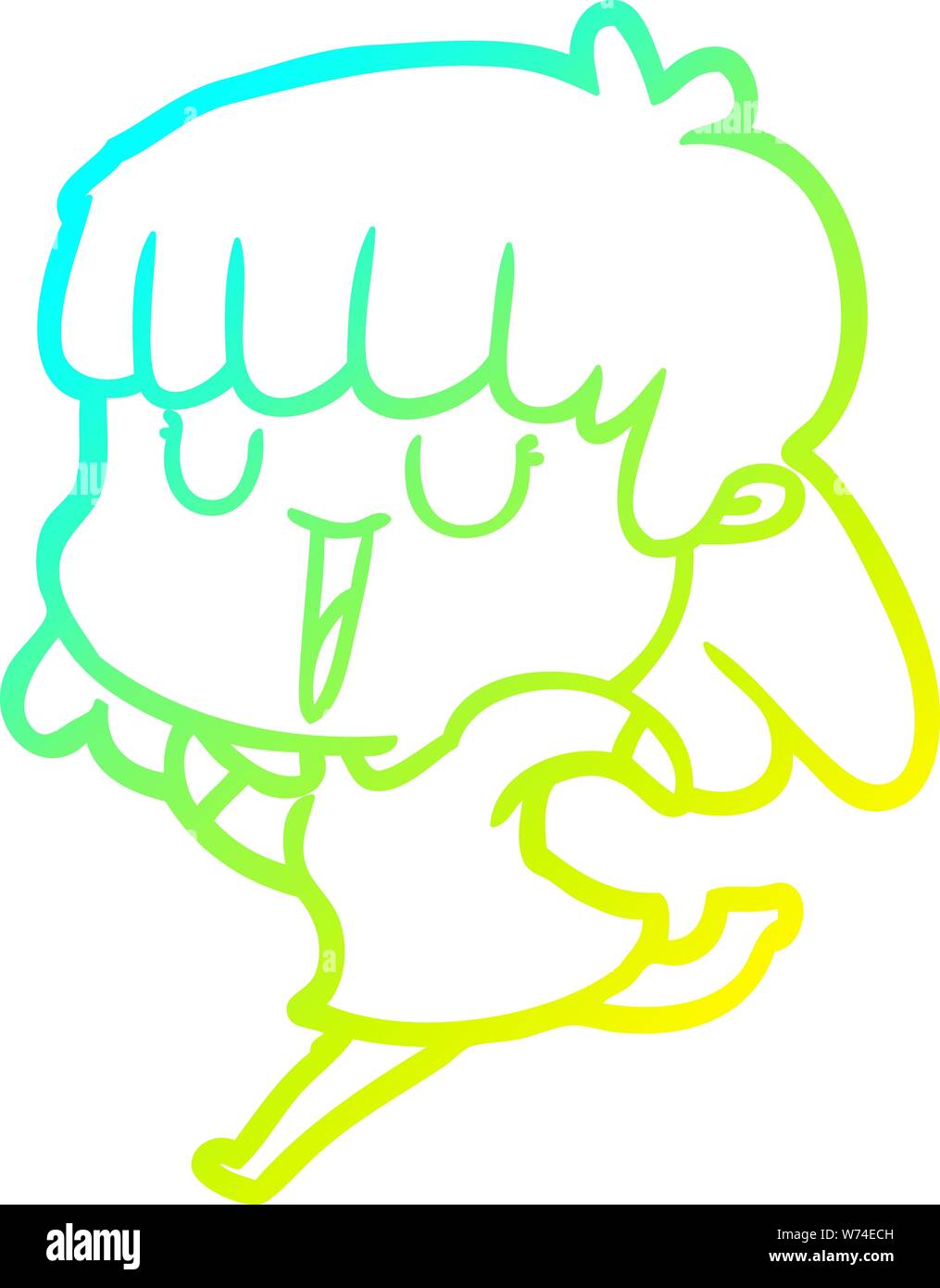 cold gradient line drawing of a cartoon woman Stock Vector Image & Art ...