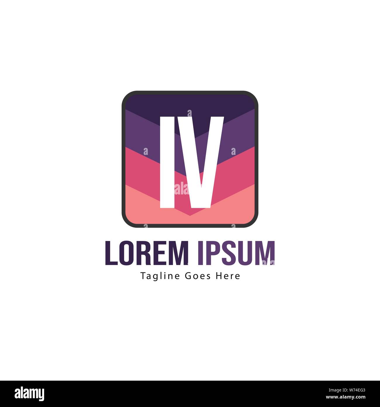 Initial IV logo template with modern frame. Minimalist IV letter logo ...