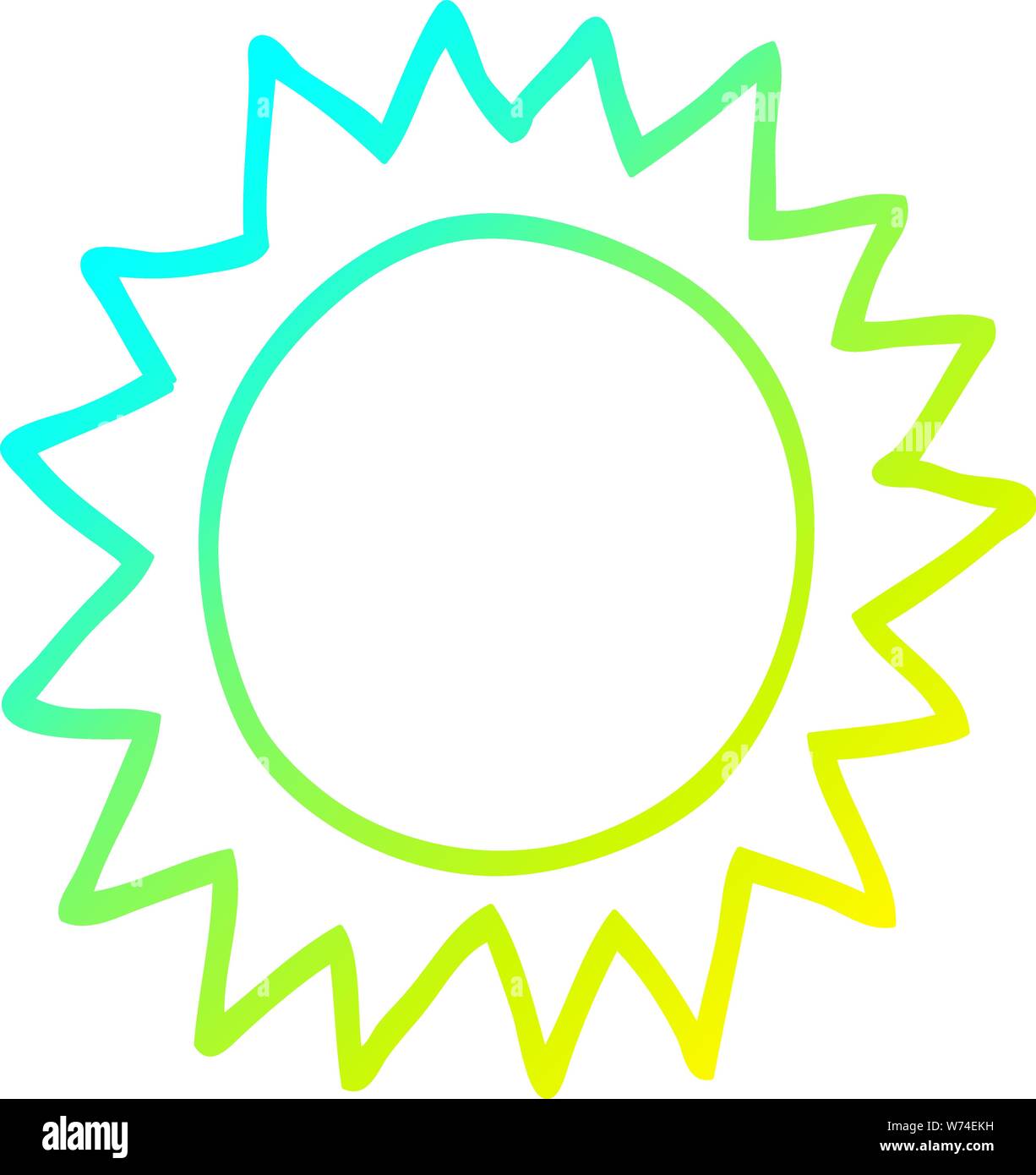 cold gradient line drawing of a cartoon sun Stock Vector Image & Art ...