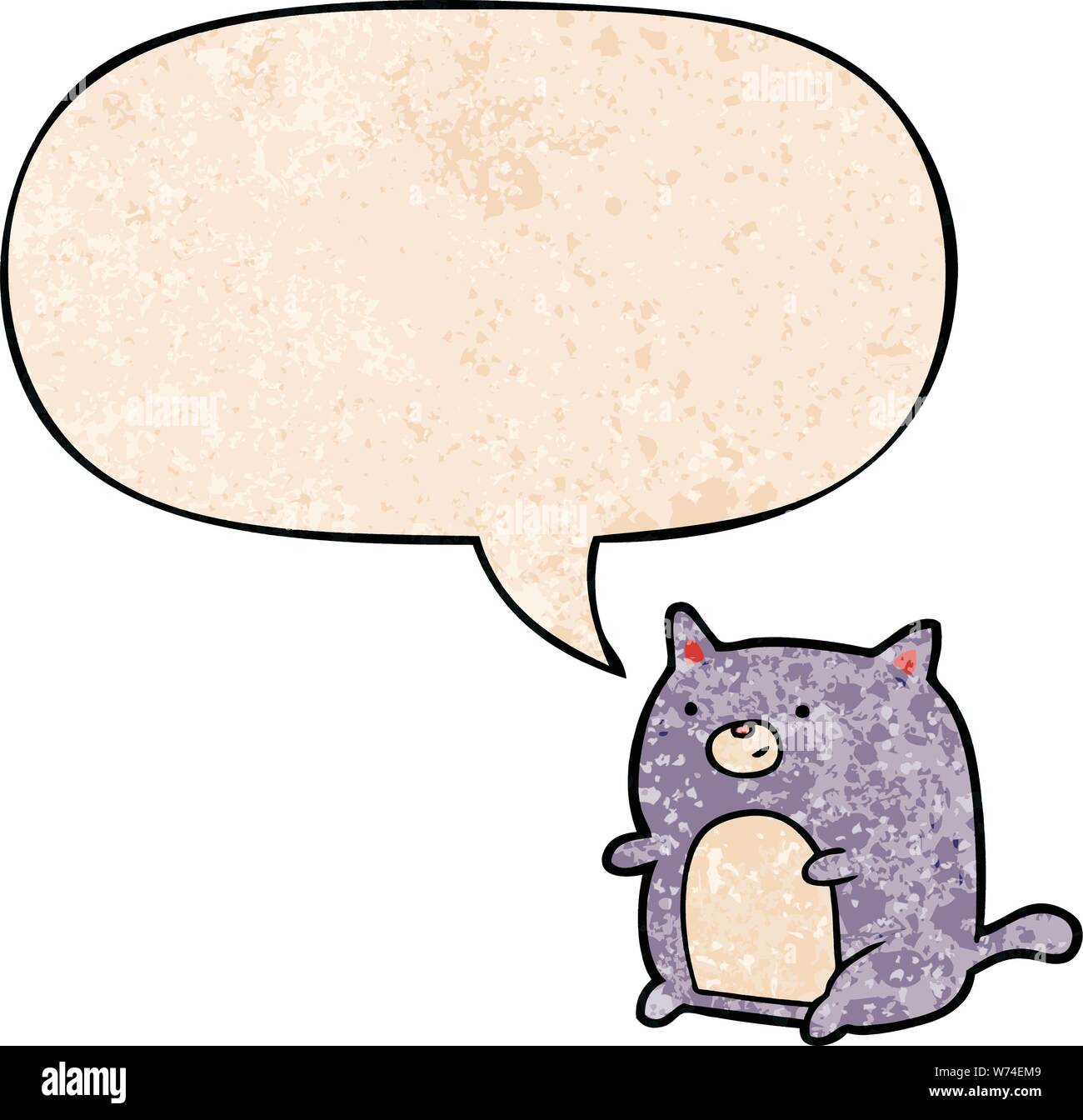 cartoon cat with speech bubble in retro texture style Stock Vector ...