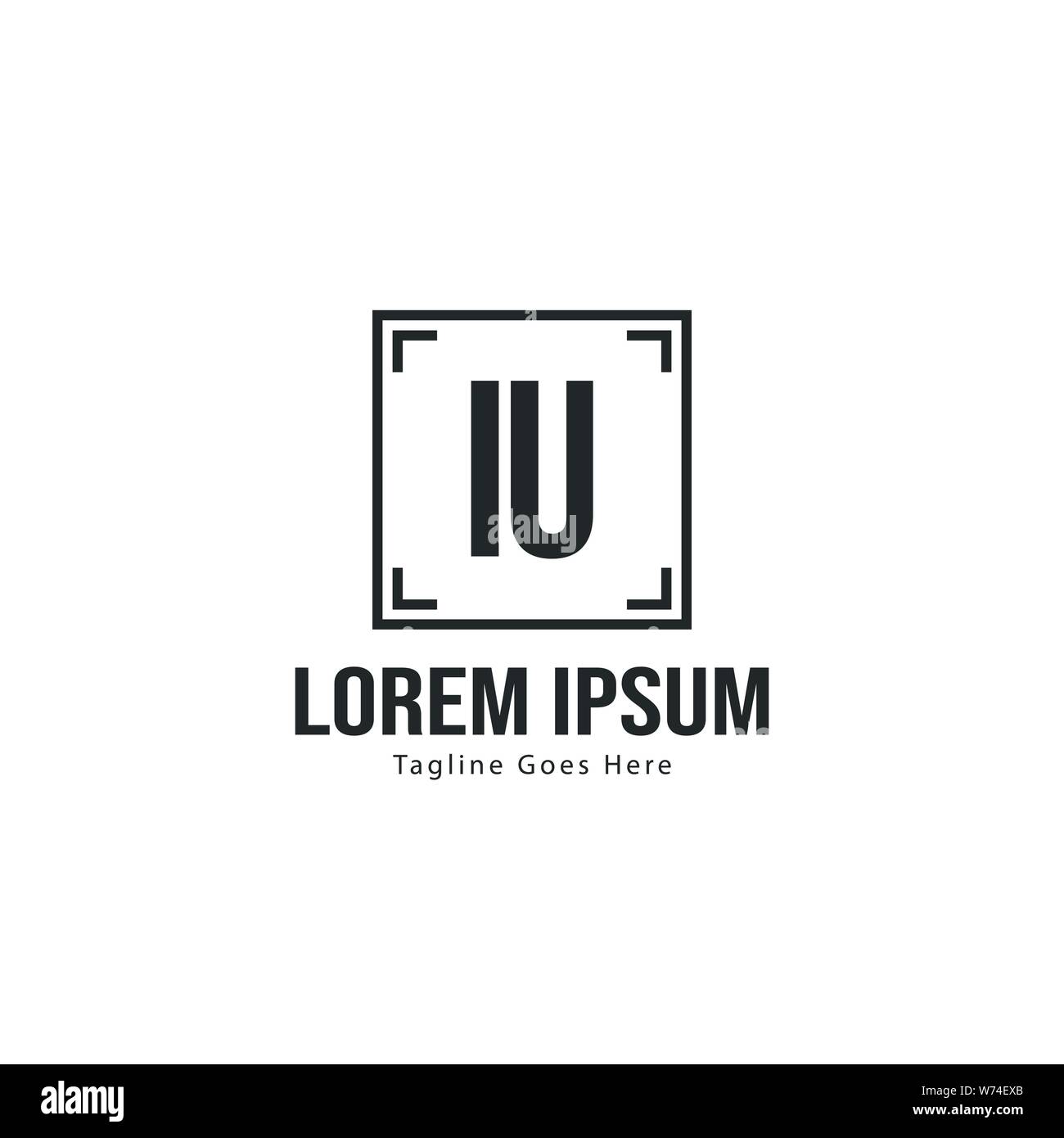 Initial IU logo template with modern frame. Minimalist IU letter logo ...
