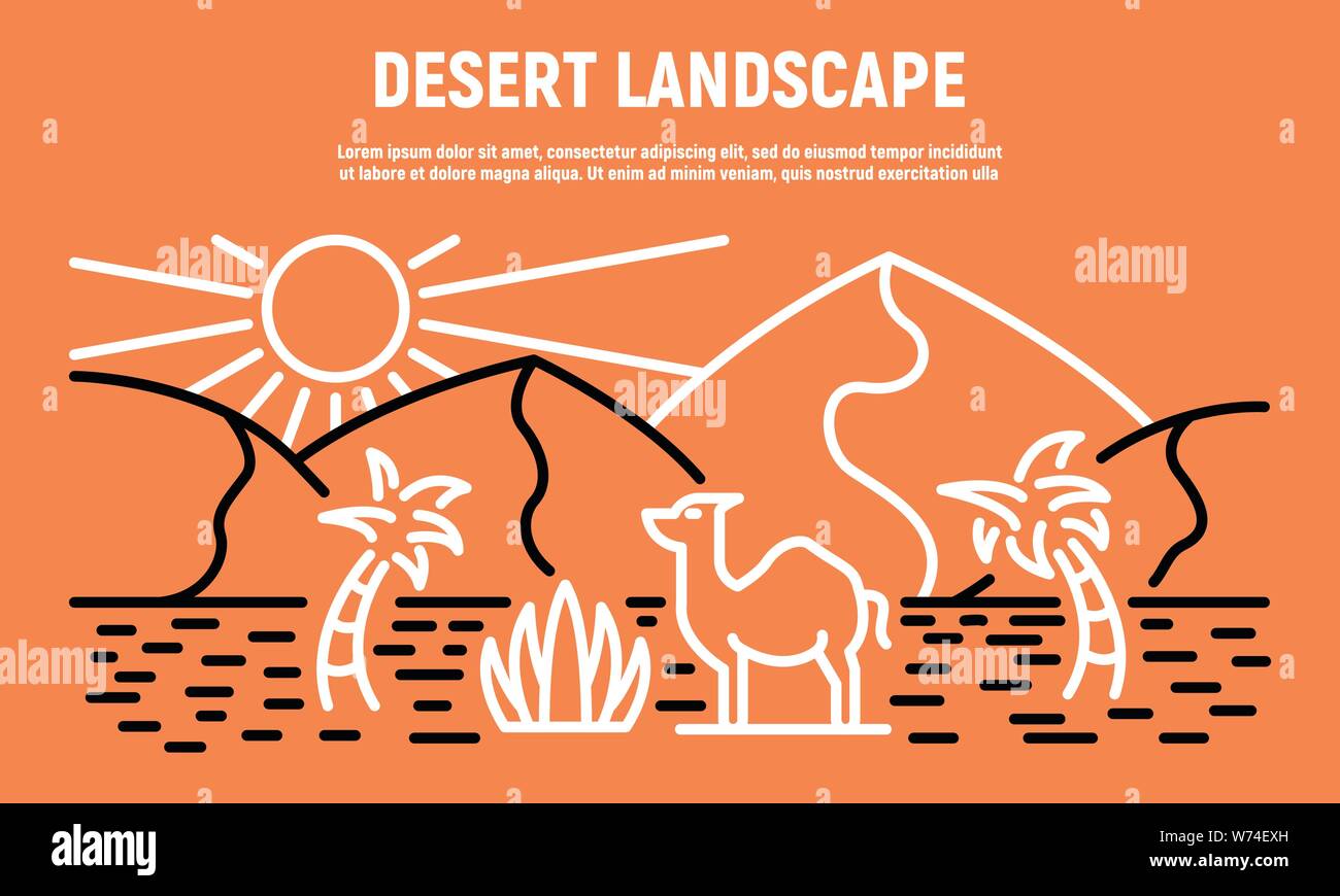 Desert landscape banner, outline style Stock Vector Image & Art - Alamy