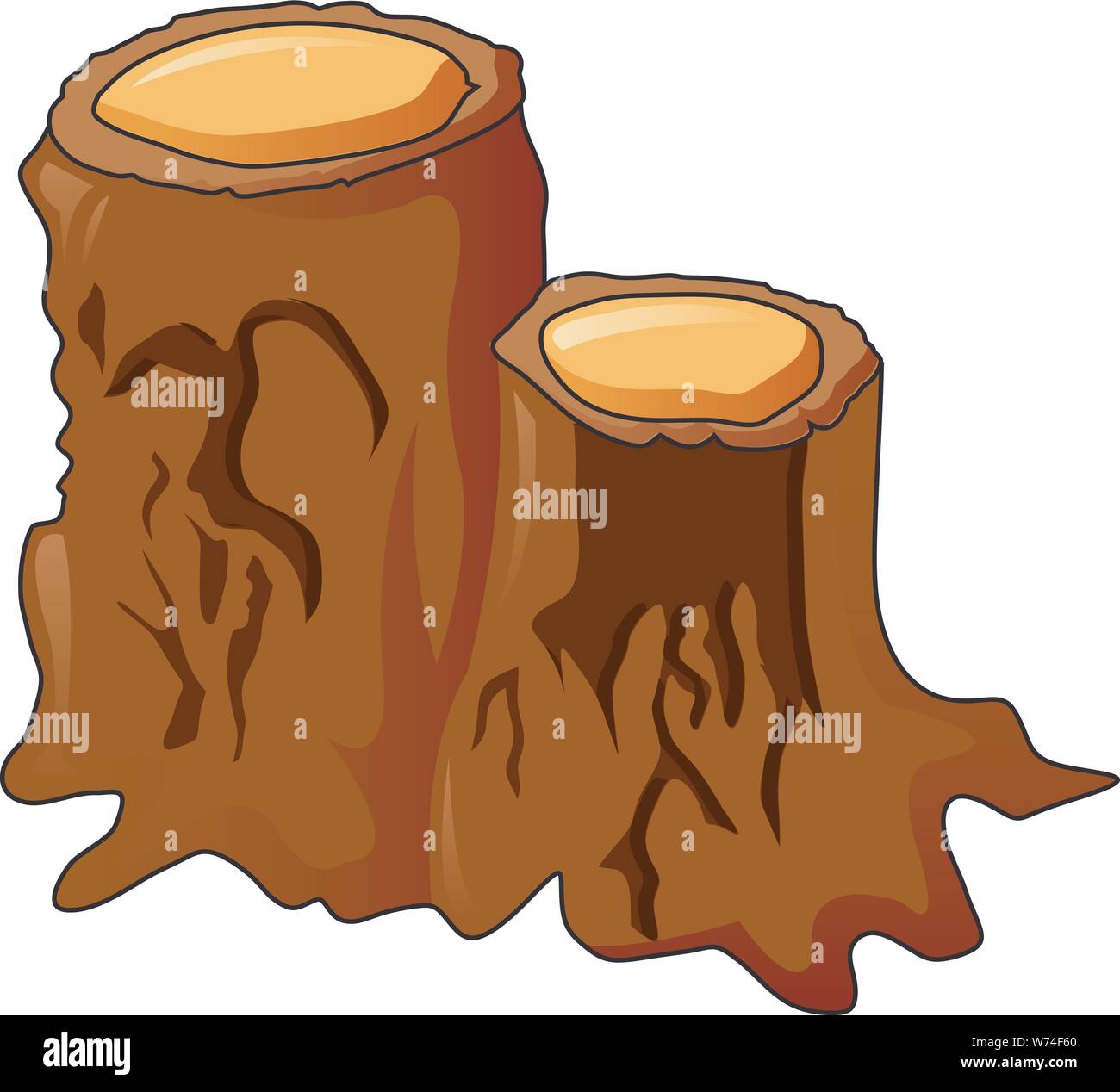 Double tree stump icon, cartoon style Stock Vector Image & Art - Alamy