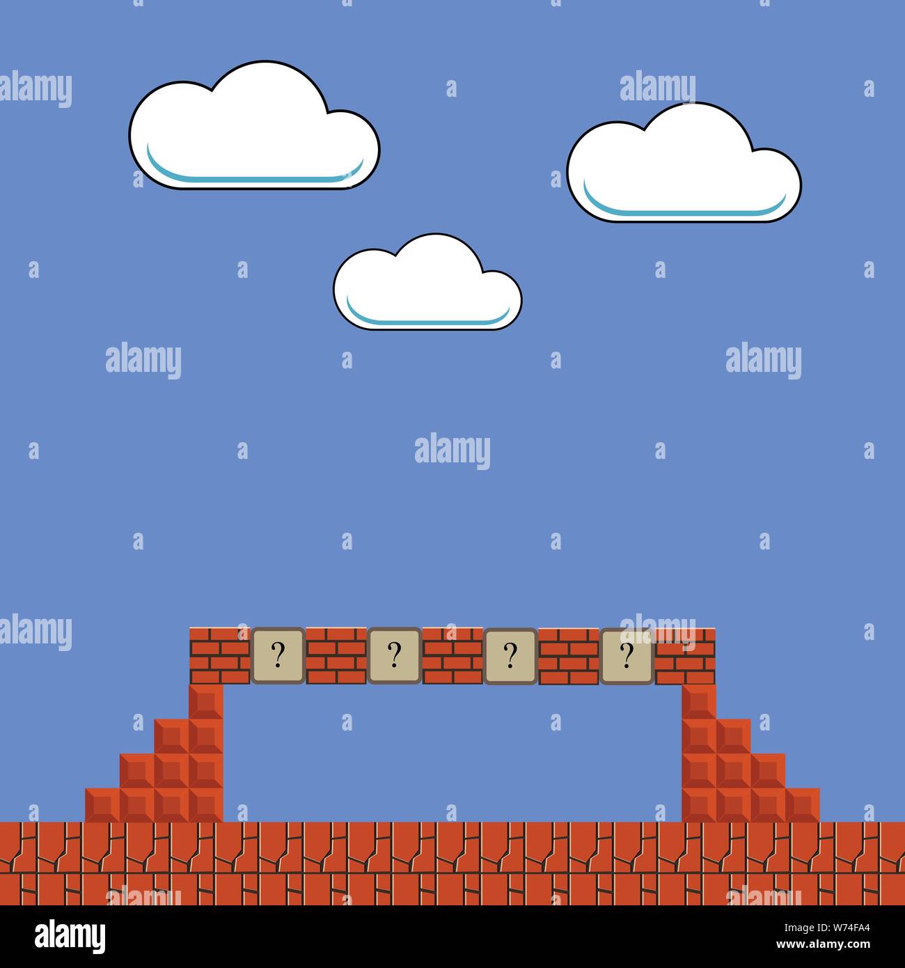 Old Game Background. Classic Retro Arcade. Pixel Videogame Scenery ...