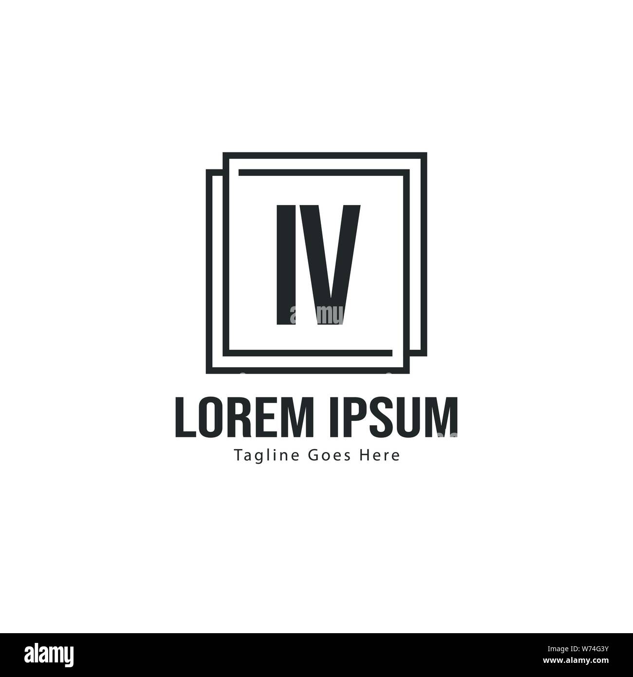 Initial IV logo template with modern frame. Minimalist IV letter logo ...