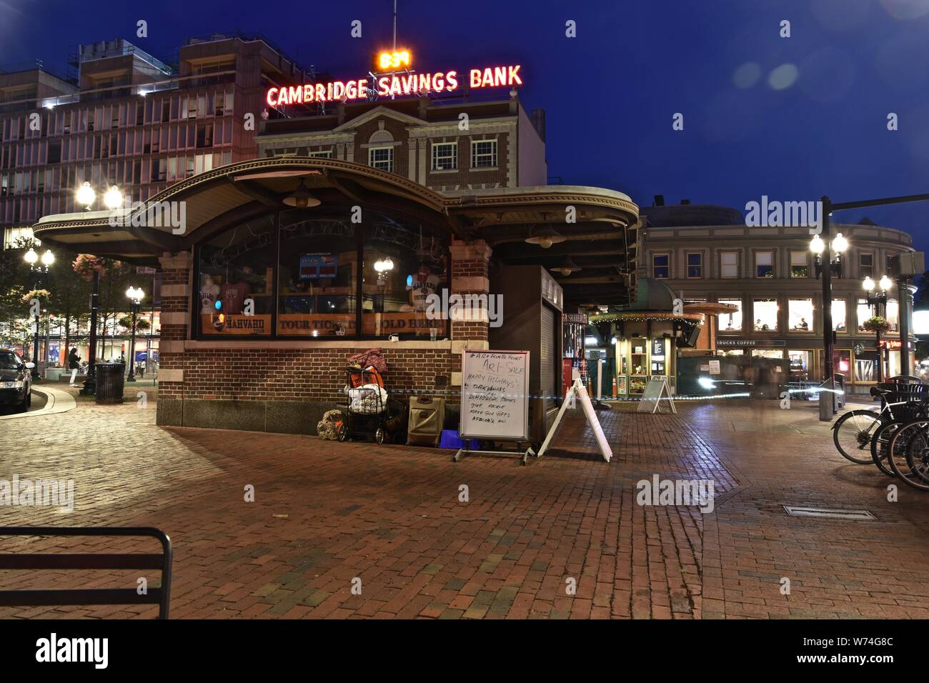 Long exposures of Harvard Square and Harvard University at night in ...
