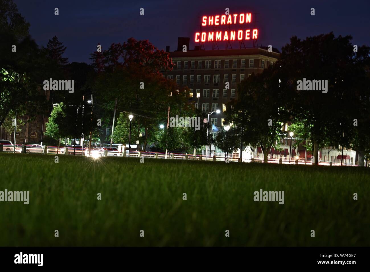 Long exposures of Harvard Square and Harvard University at night in ...