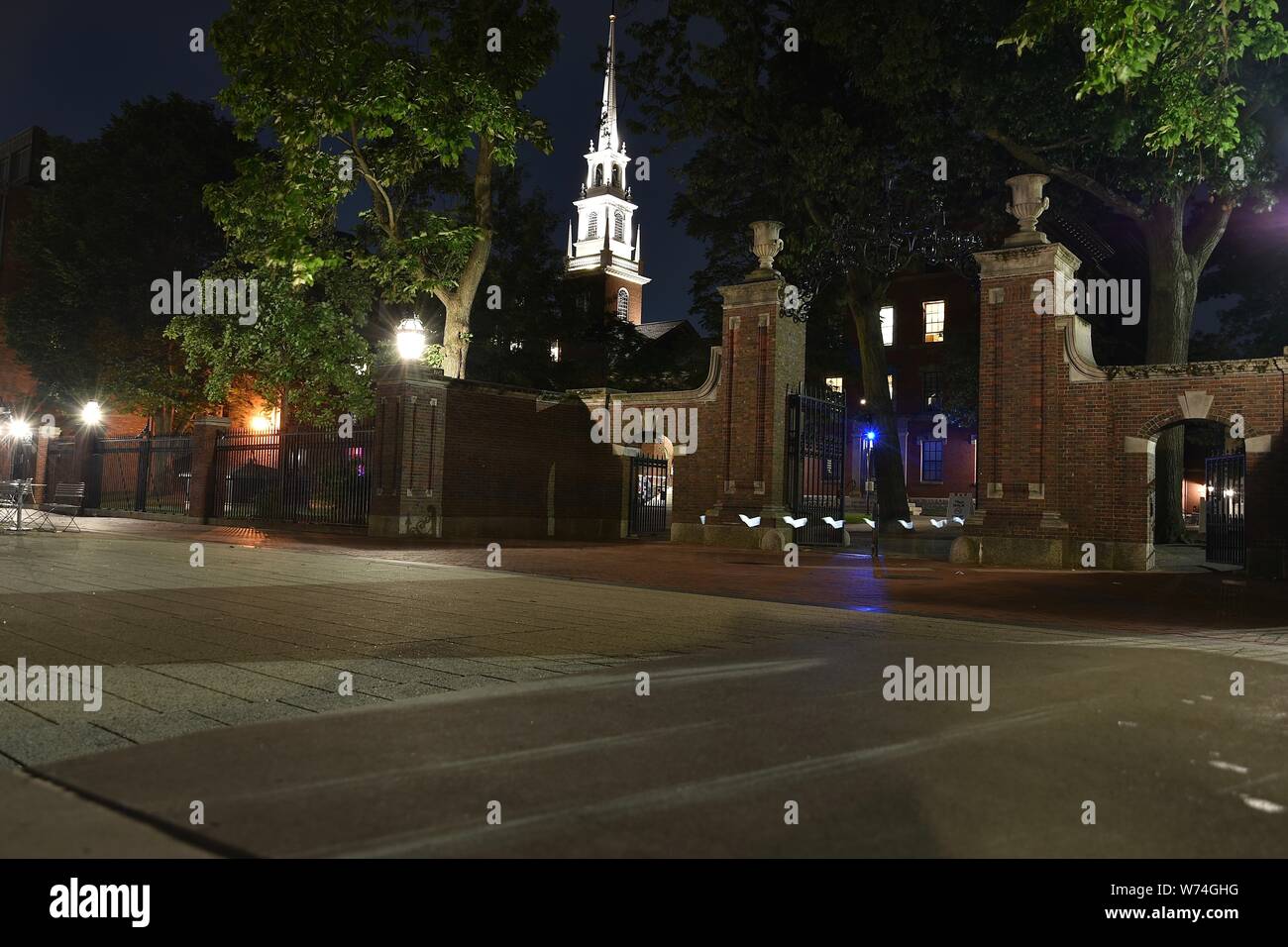 Long exposures of Harvard Square and Harvard University at night in ...