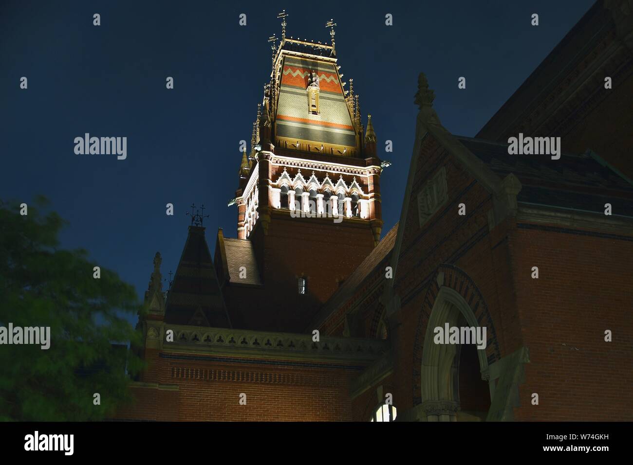 Long exposures of Harvard Square and Harvard University at night in ...