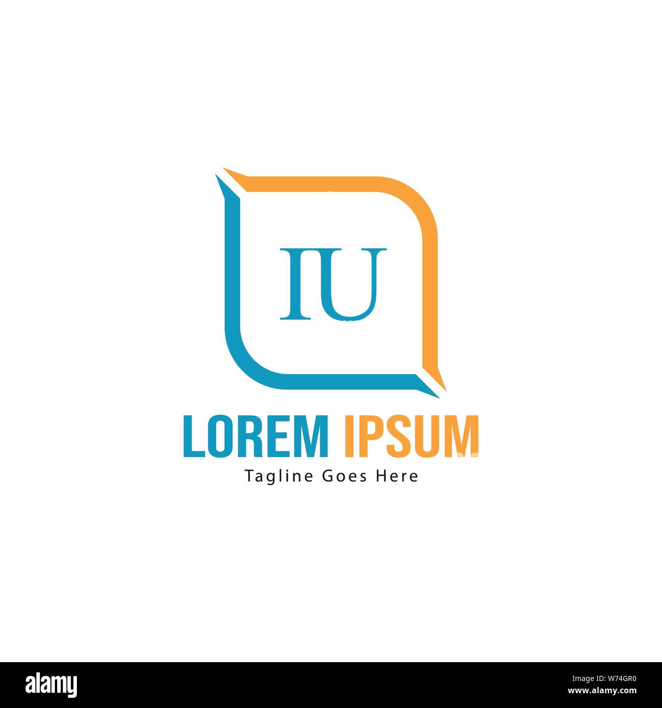 Initial IU logo template with modern frame. Minimalist IU letter logo ...