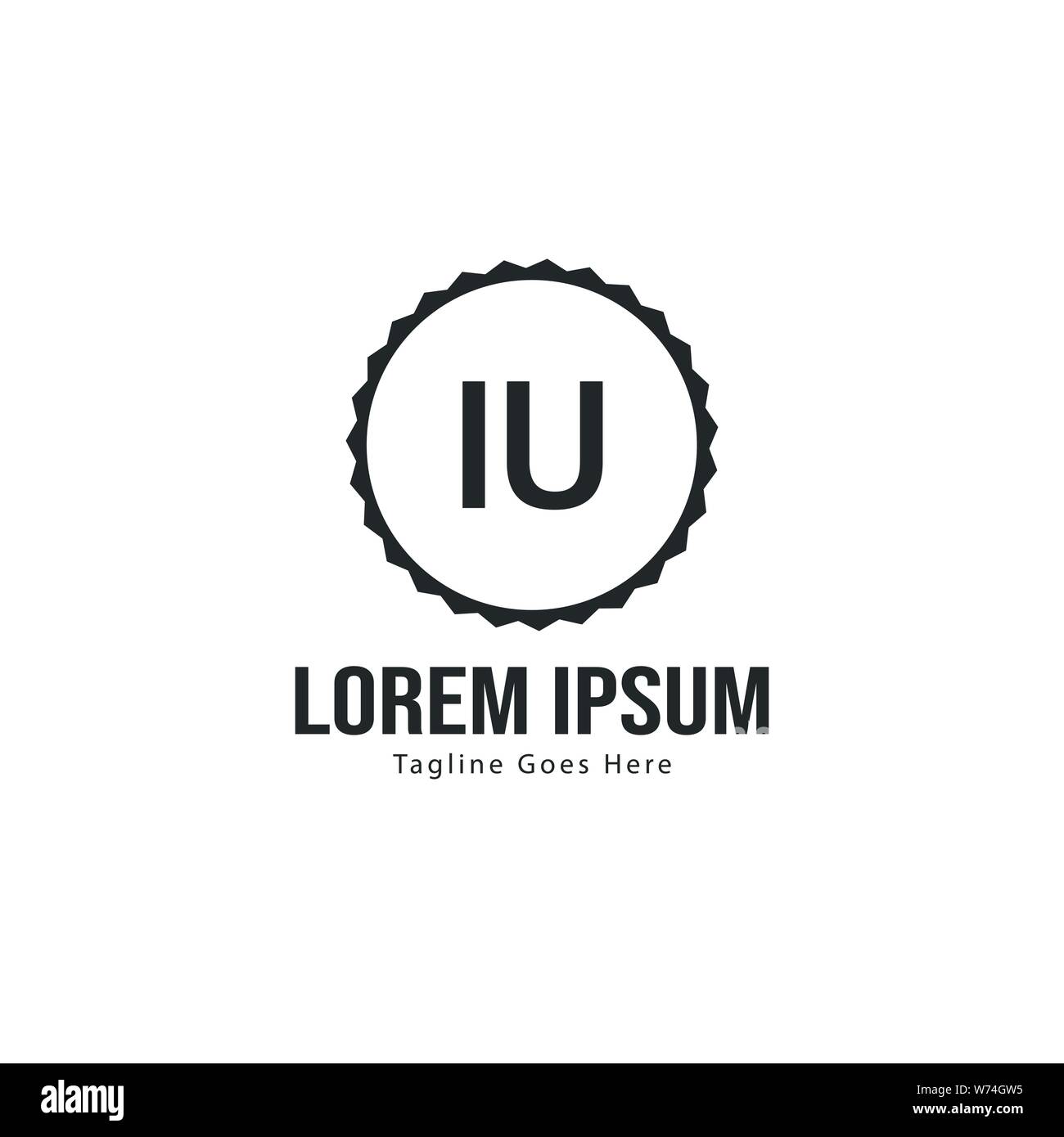 Initial IU logo template with modern frame. Minimalist IU letter logo ...