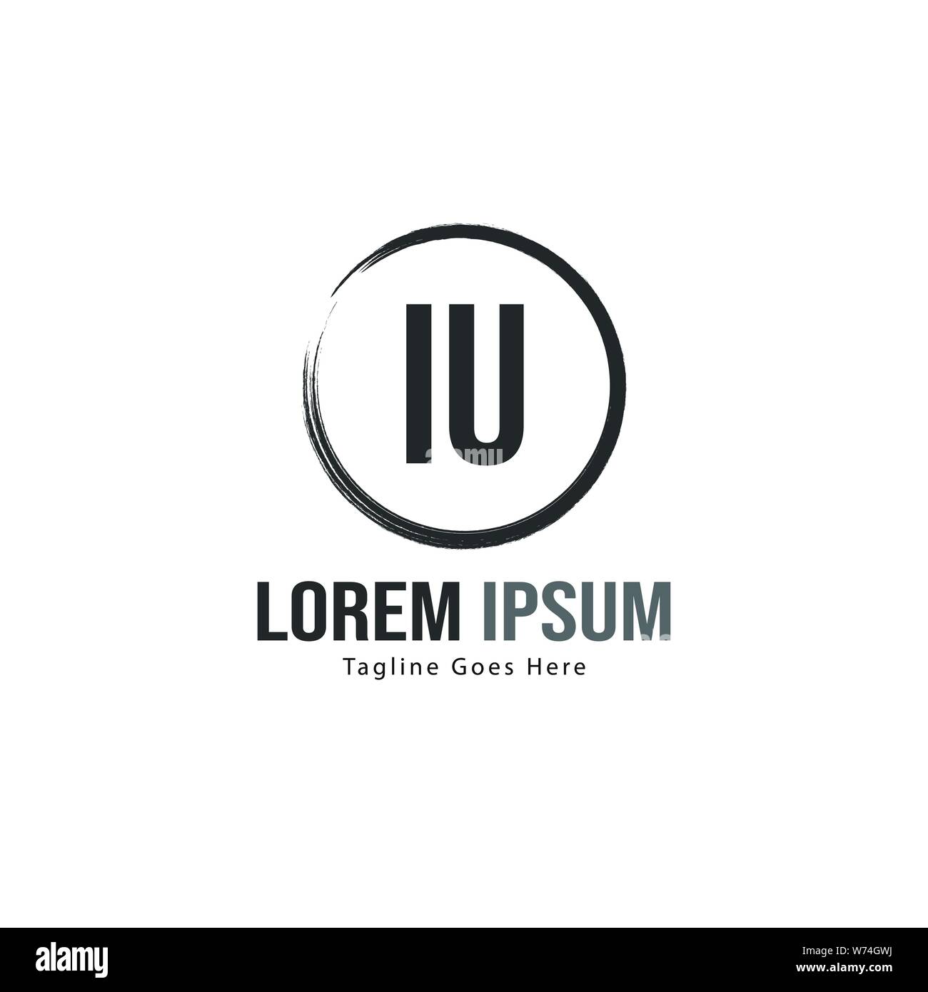 Initial Iu Logo Template With Modern Frame Minimalist Iu Letter Logo
