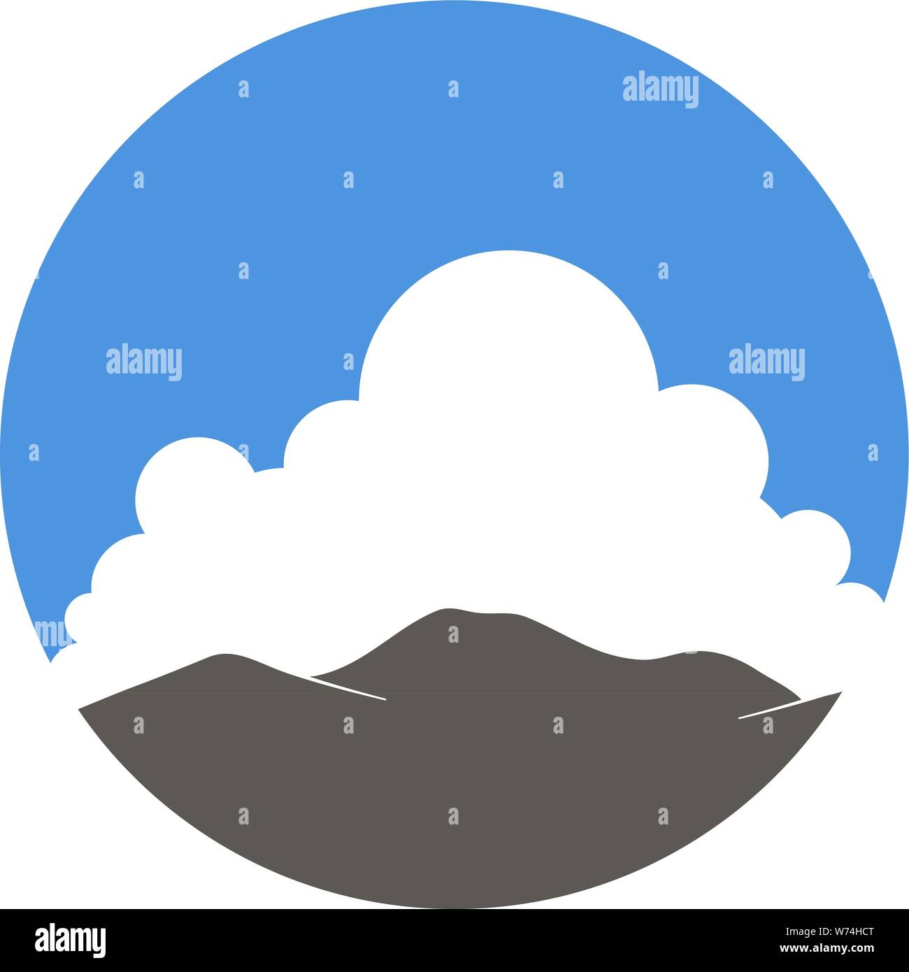 Clouds & mountains with alternating positive and negative space, in a ...