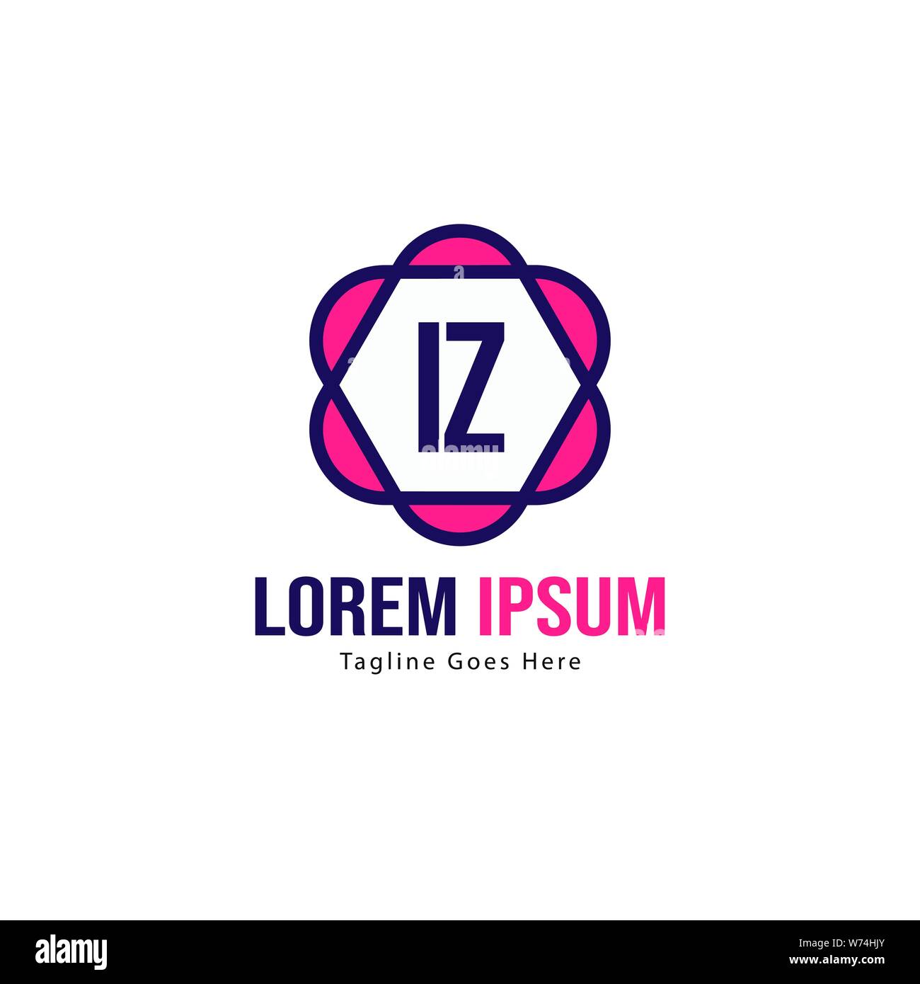 Initial IZ logo template with modern frame. Minimalist IZ letter logo ...