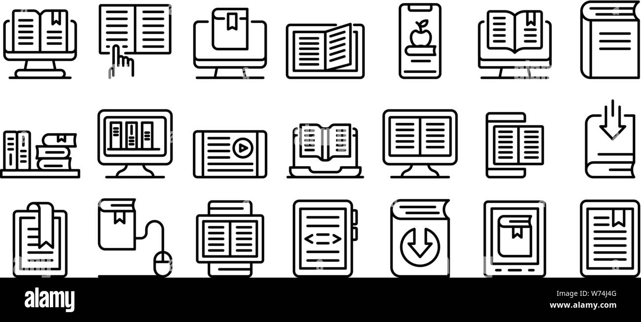Ebook icons set, outline style Stock Vector Image & Art - Alamy