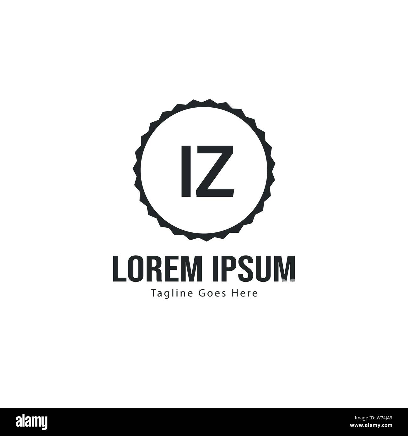 Initial IZ logo template with modern frame. Minimalist IZ letter logo ...