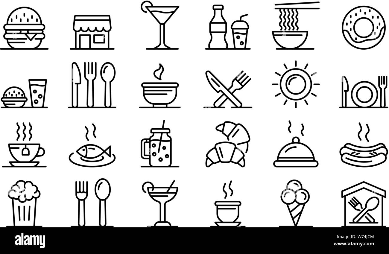 Food courts icons set, outline style Stock Vector Image & Art - Alamy