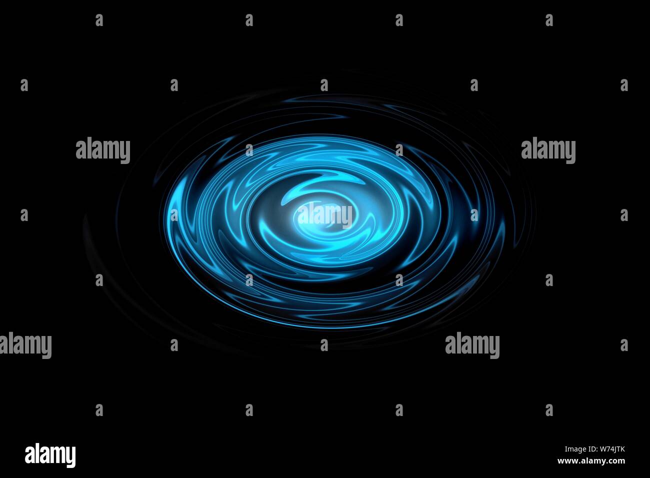 Glowing blue vortex with light effect on black backdrop, abstract ...