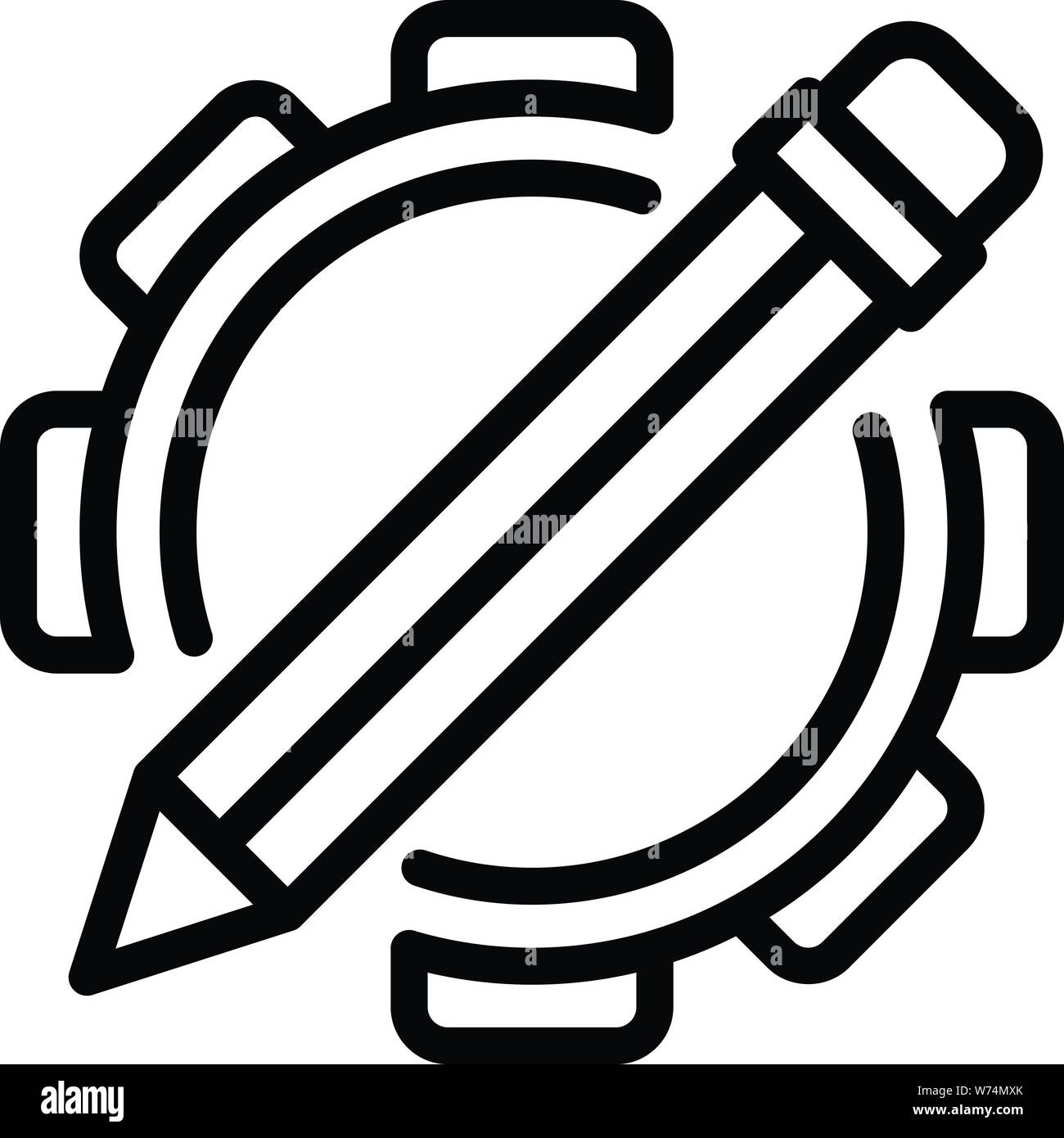Pencil gear system icon, outline style Stock Vector Image & Art - Alamy