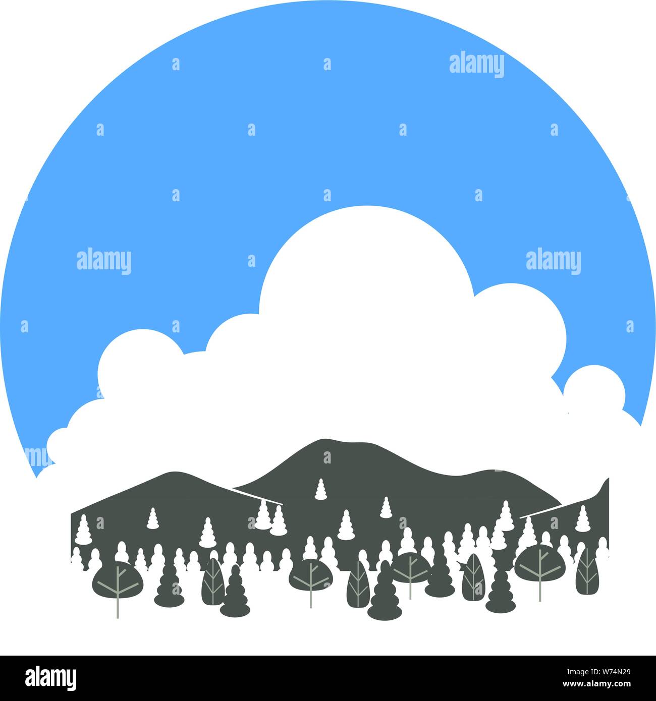 Clouds, mountains & mixed trees, with alternating positive and negative ...