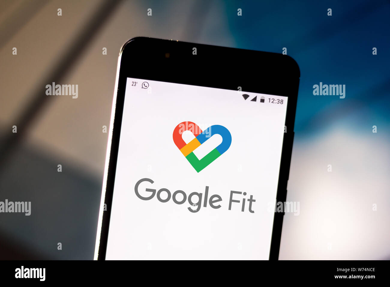 In this photo illustration the Google Fit logo is seen displayed on a ...