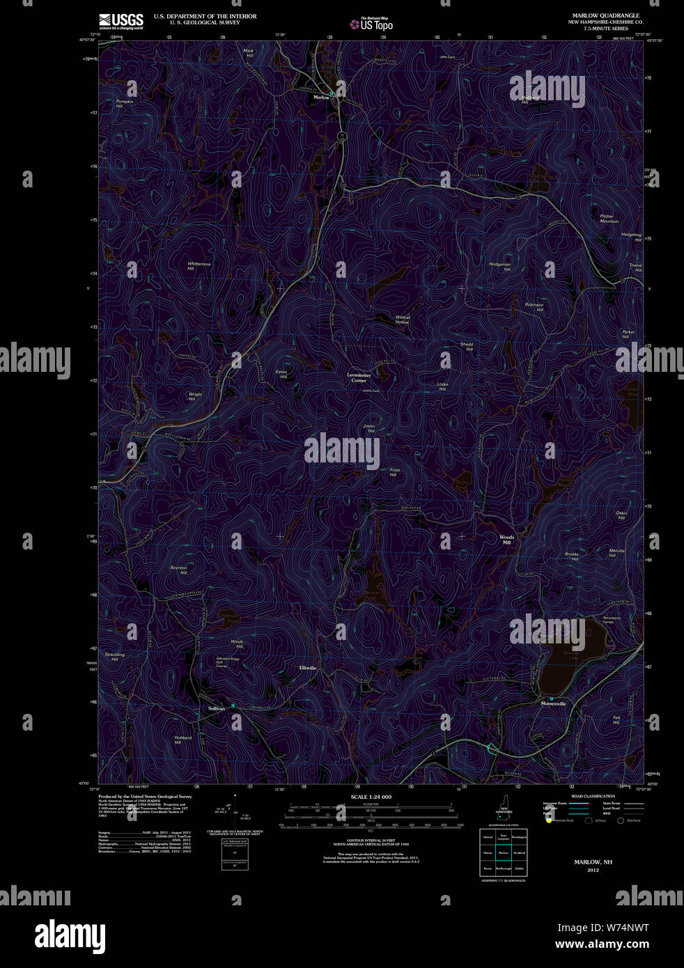 Marlow new hampshire map hi-res stock photography and images - Alamy