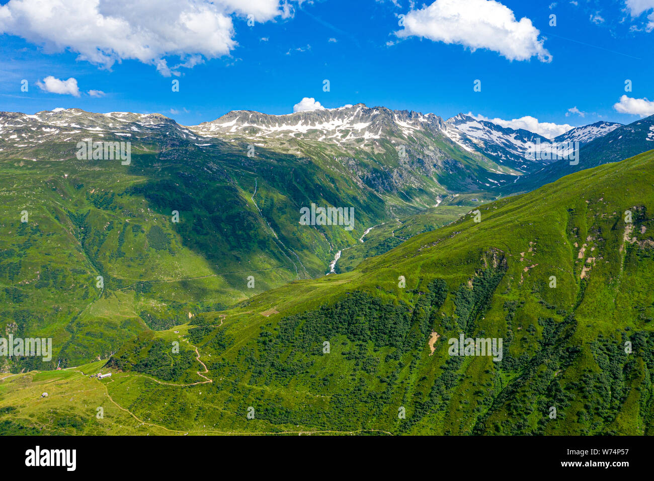 The Swiss Alps from above - amazing view over the mountains of ...
