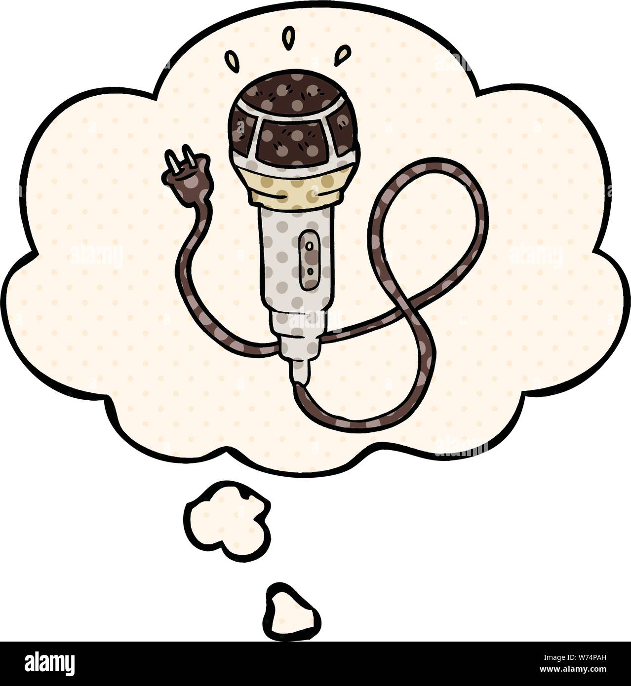 cartoon microphone with thought bubble in comic book style Stock Vector ...