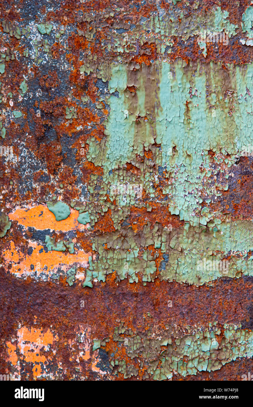 Rusting metal with paint peeling - abstract grunge texture surface ...