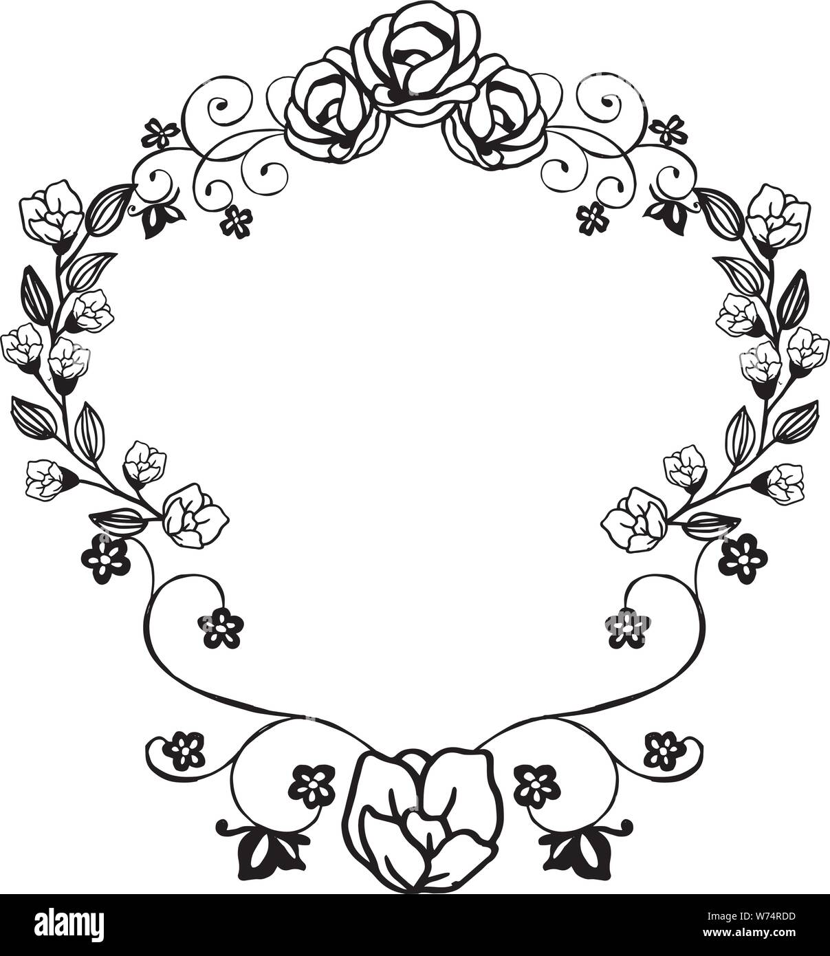 Motif design element of flower frame, for pattern art of greeting card ...