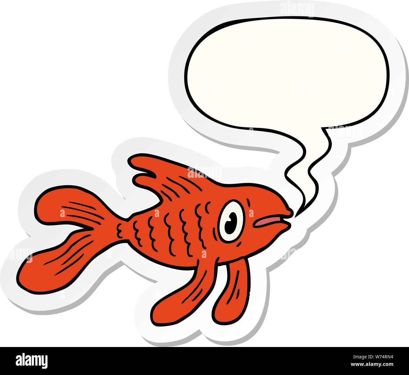 cartoon fish with speech bubble sticker Stock Vector Image & Art - Alamy