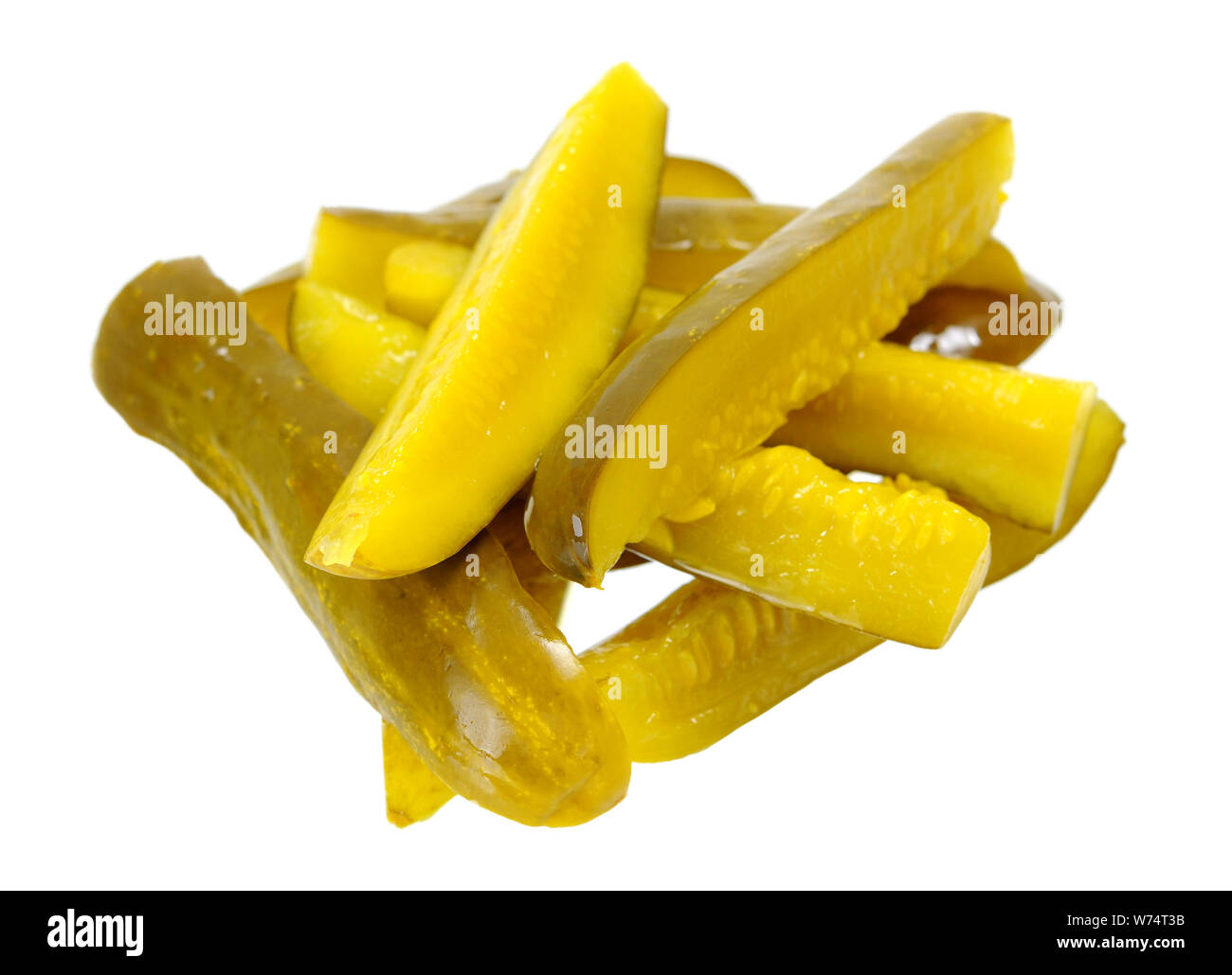 salted slice cucumber isolated on white Stock Photo - Alamy