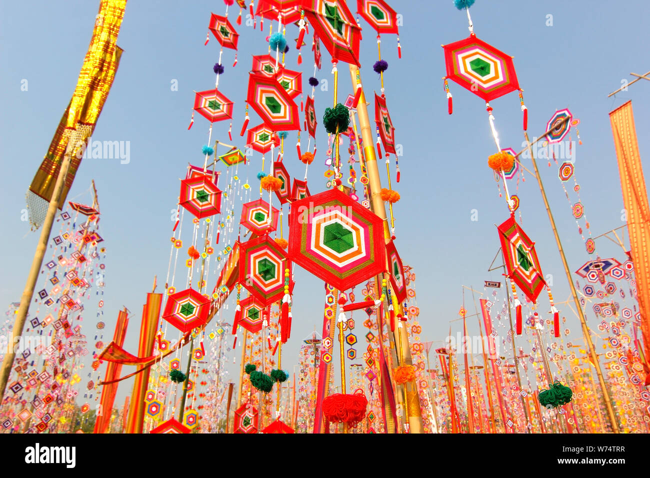 photo of colorful tung flag as background Stock Photo - Alamy