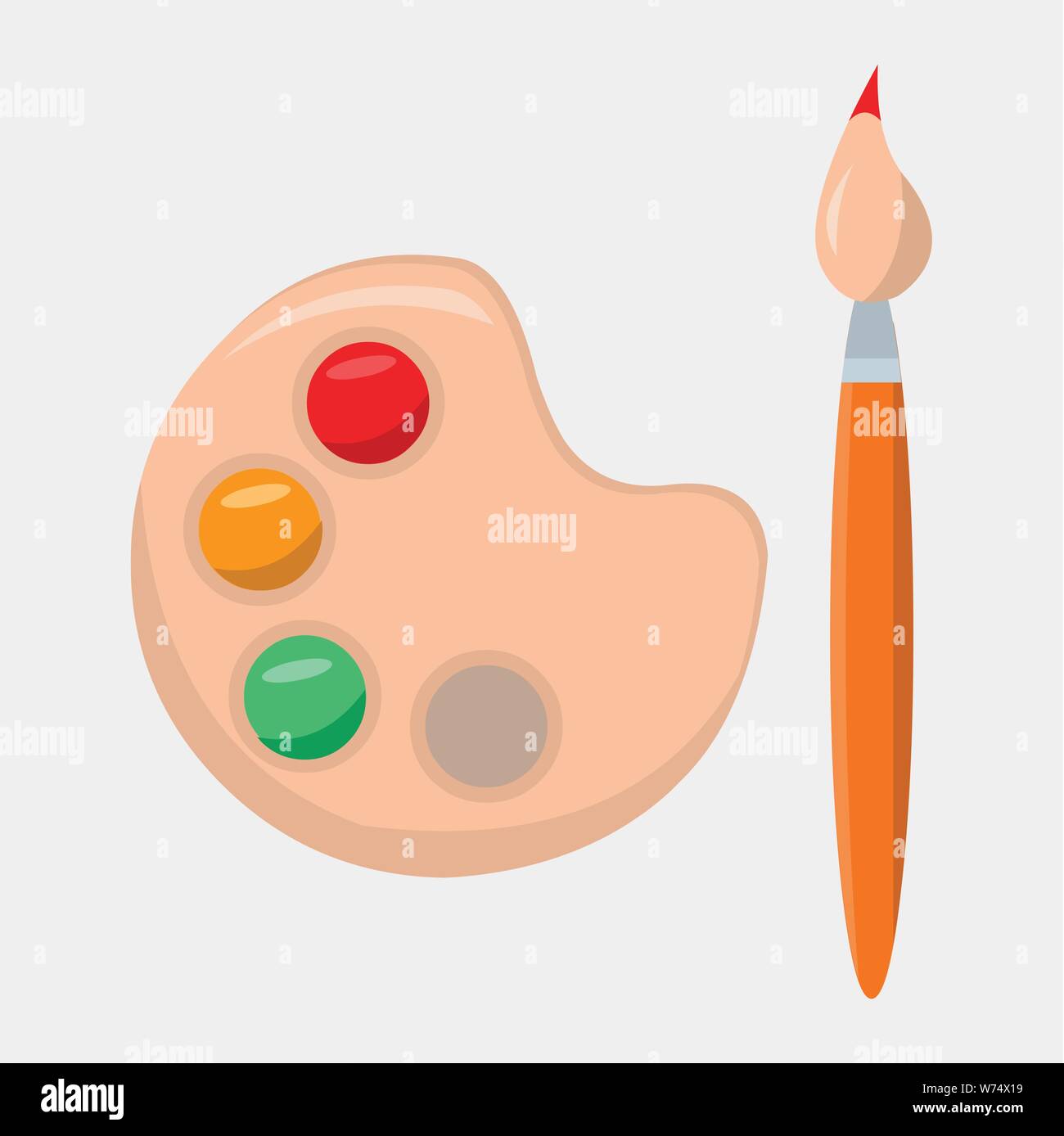 school palette with paints and brush vector illustration Stock Vector ...