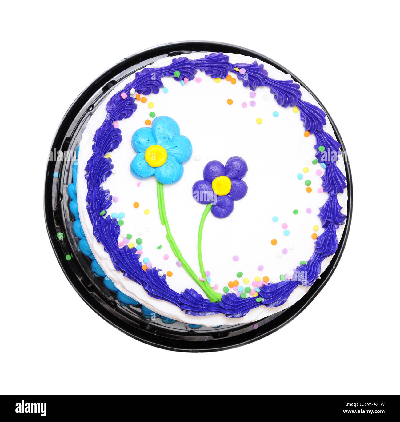 birthday cake in case isolated on white Stock Photo - Alamy