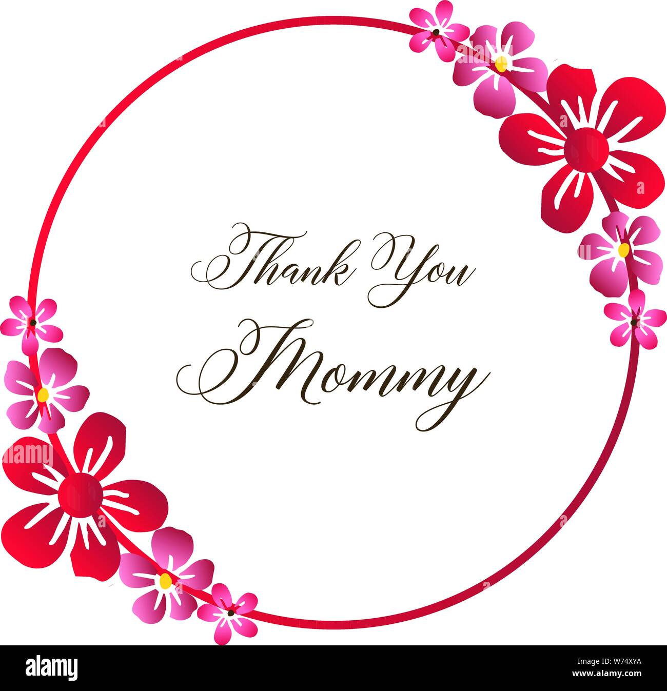 Banner thank you mommy, with texture floral frame elegant. Vector ...