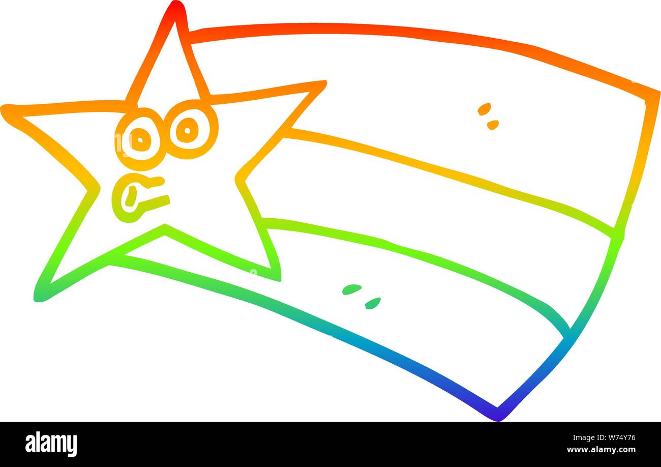 rainbow gradient line drawing of a cartoon shooting star Stock Vector ...